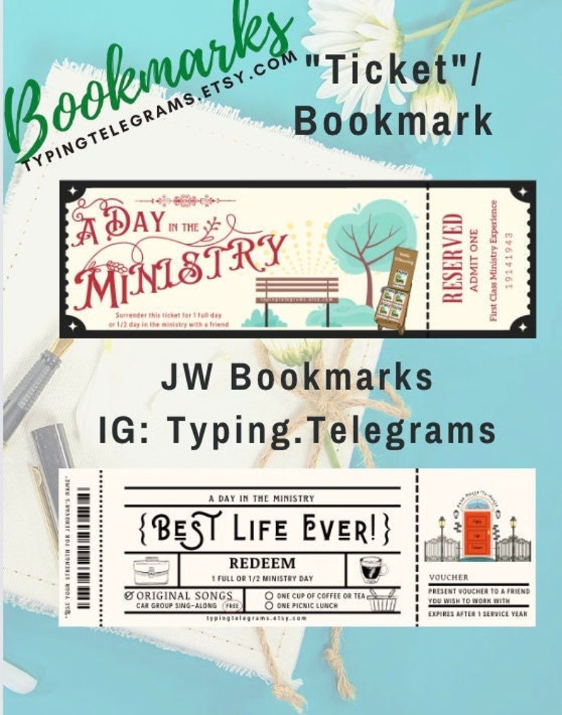 JW Ministry Ticket Bookmarks Ministry Gifts JW Pioneer Gifts - Etsy