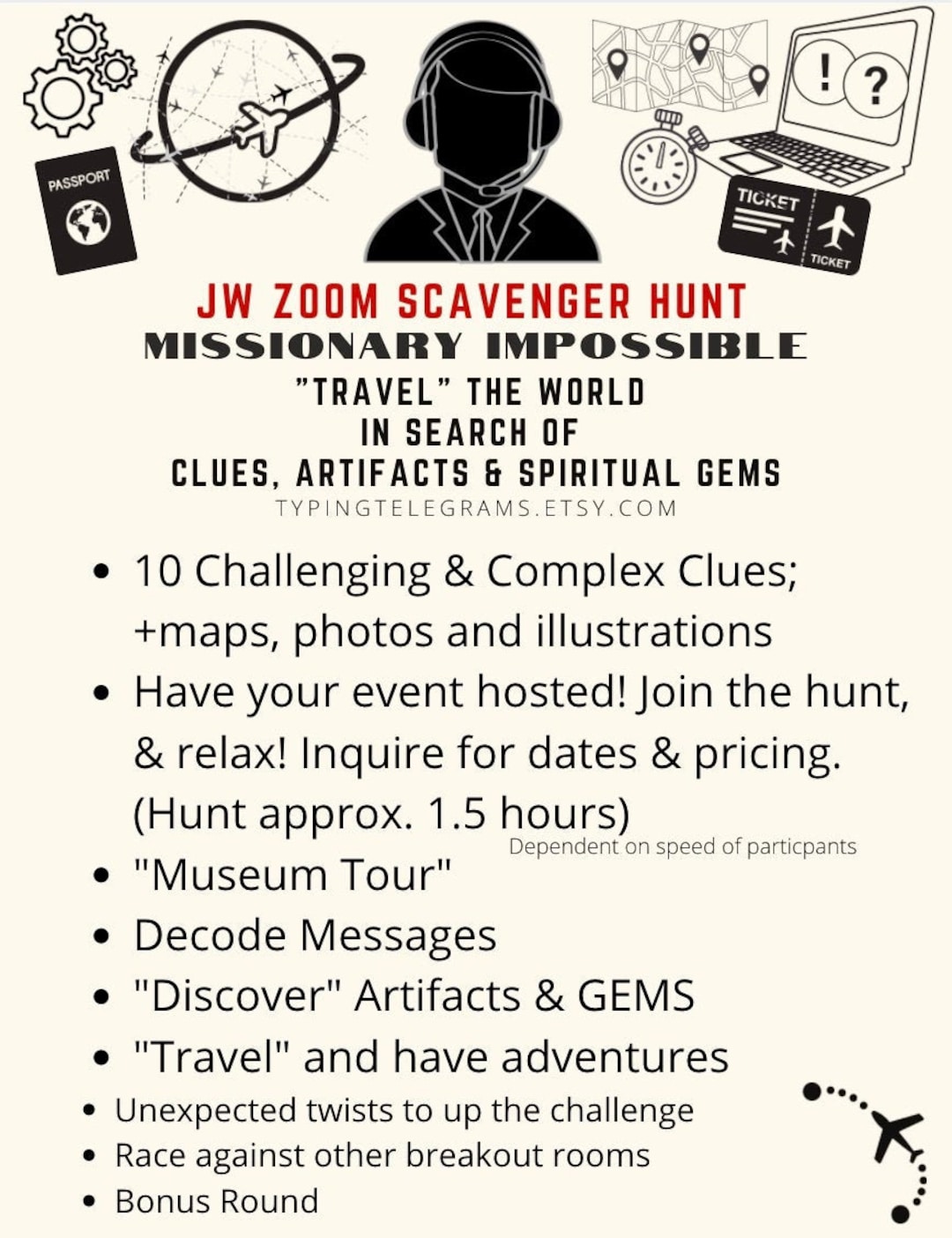 JW Zoom Scavenger Hunt JW Game Zoom Jw Missionary Impossible JW Family ...