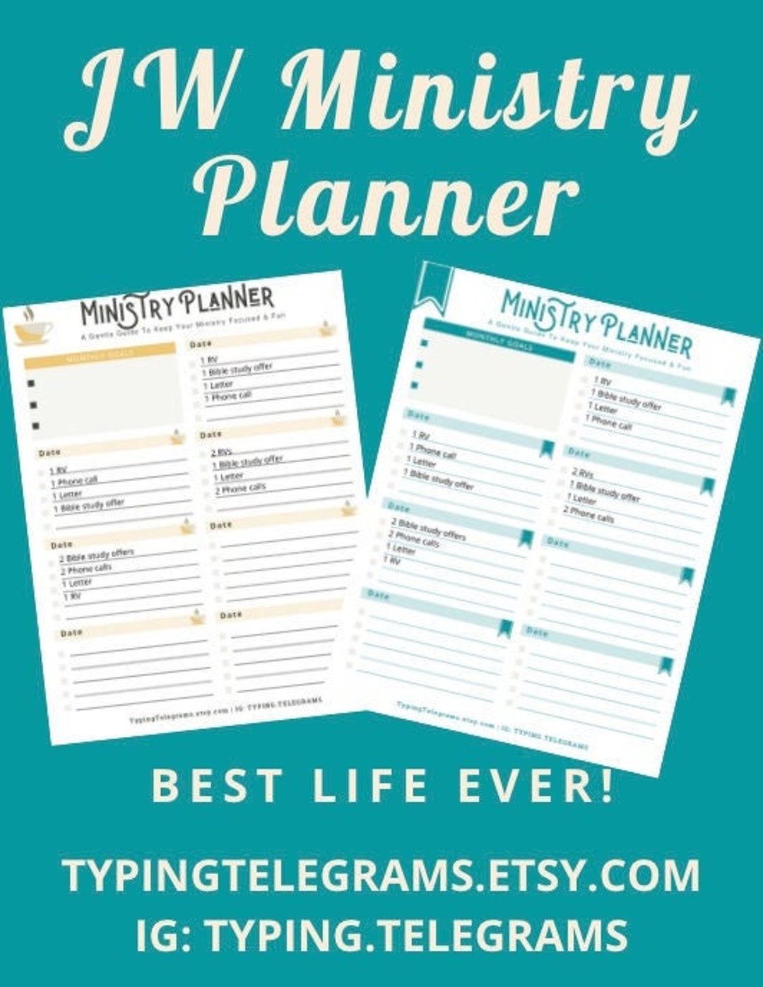 JW Ministry Planner Cards Coffee Best Life Ever Stationery JW Cards Jw ...