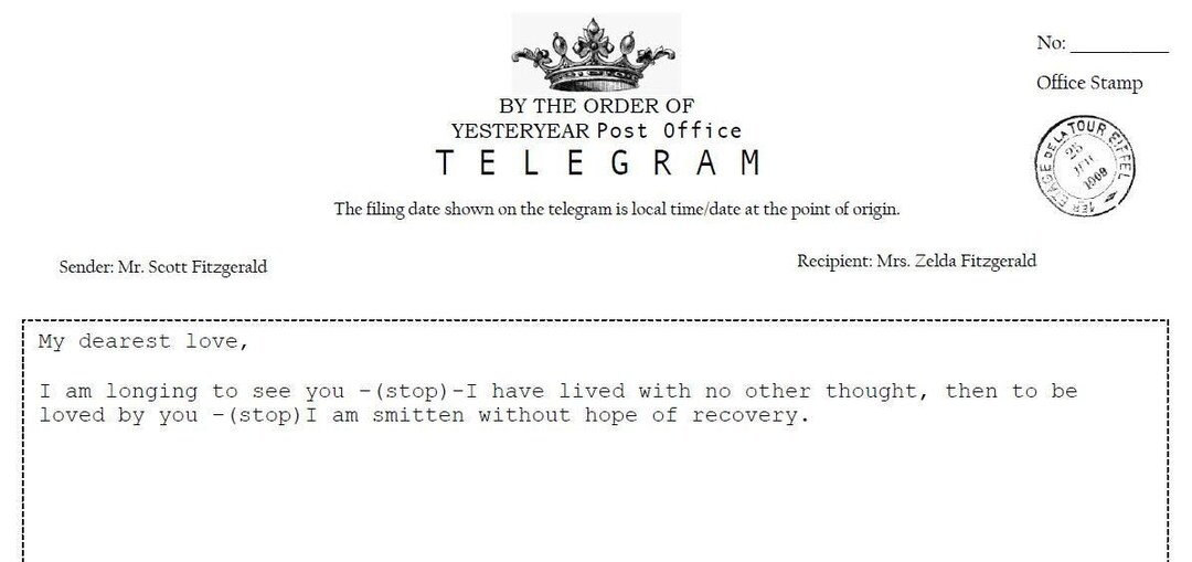 Vintage Telegram Stationary, Custom Telegram Printable, Vintage ...