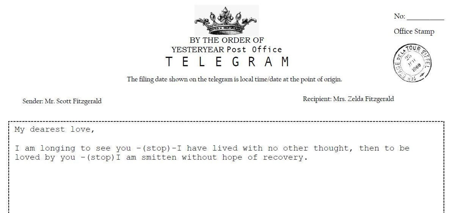 Vintage Telegram Stationary, Custom Telegram Printable, Vintage ...