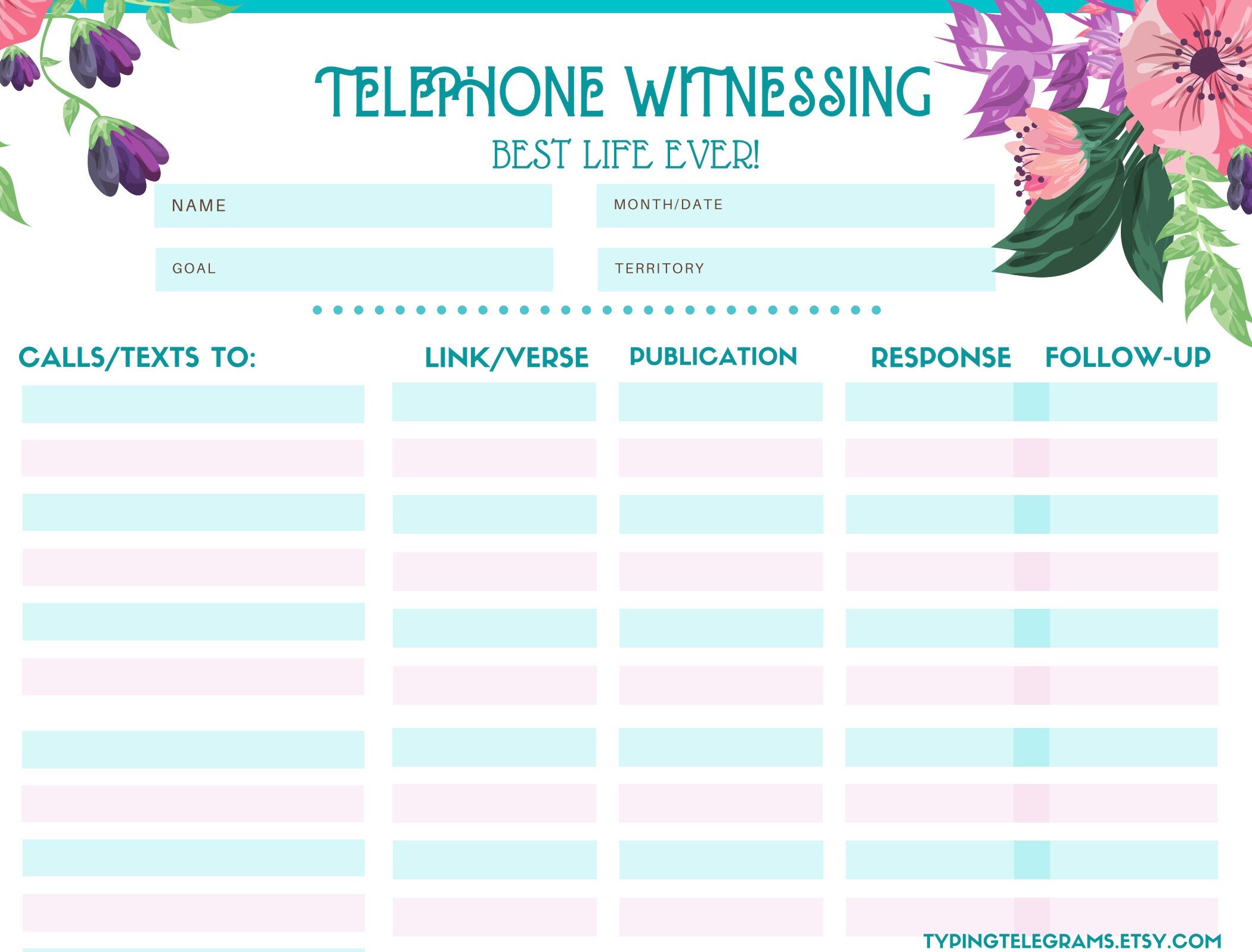 JW Telephone & Letter Writing Zoom Printable Service Supplies - Etsy