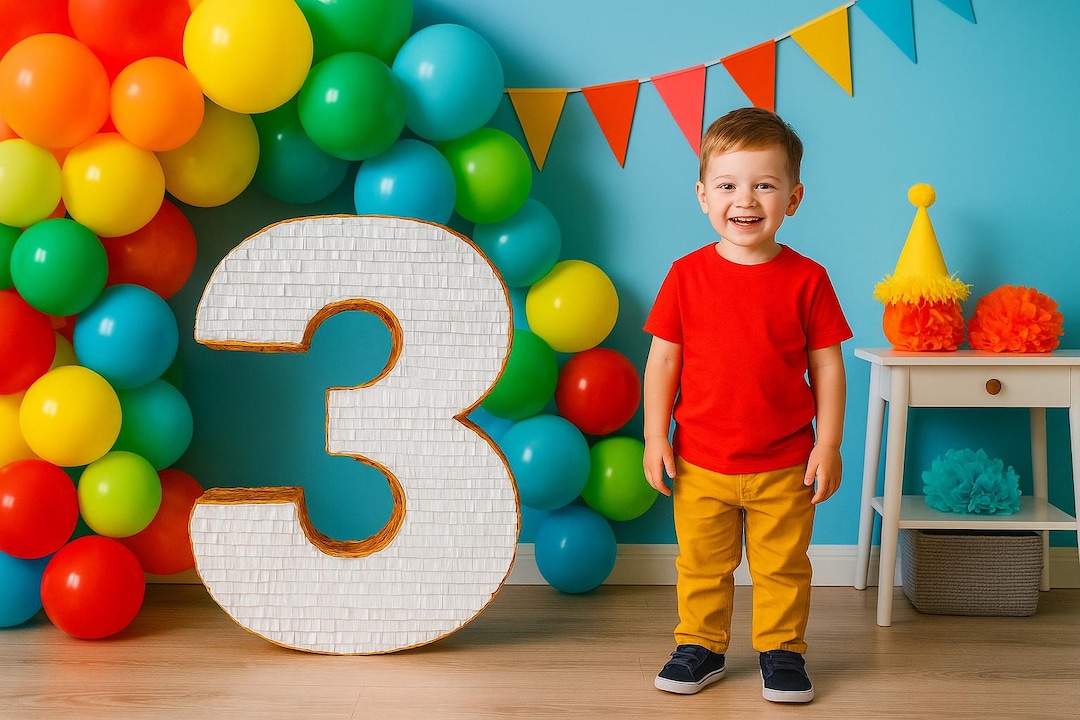 23” Large Number Three Pinata, Pinata for Kids, Girl Birthday Pinata ...