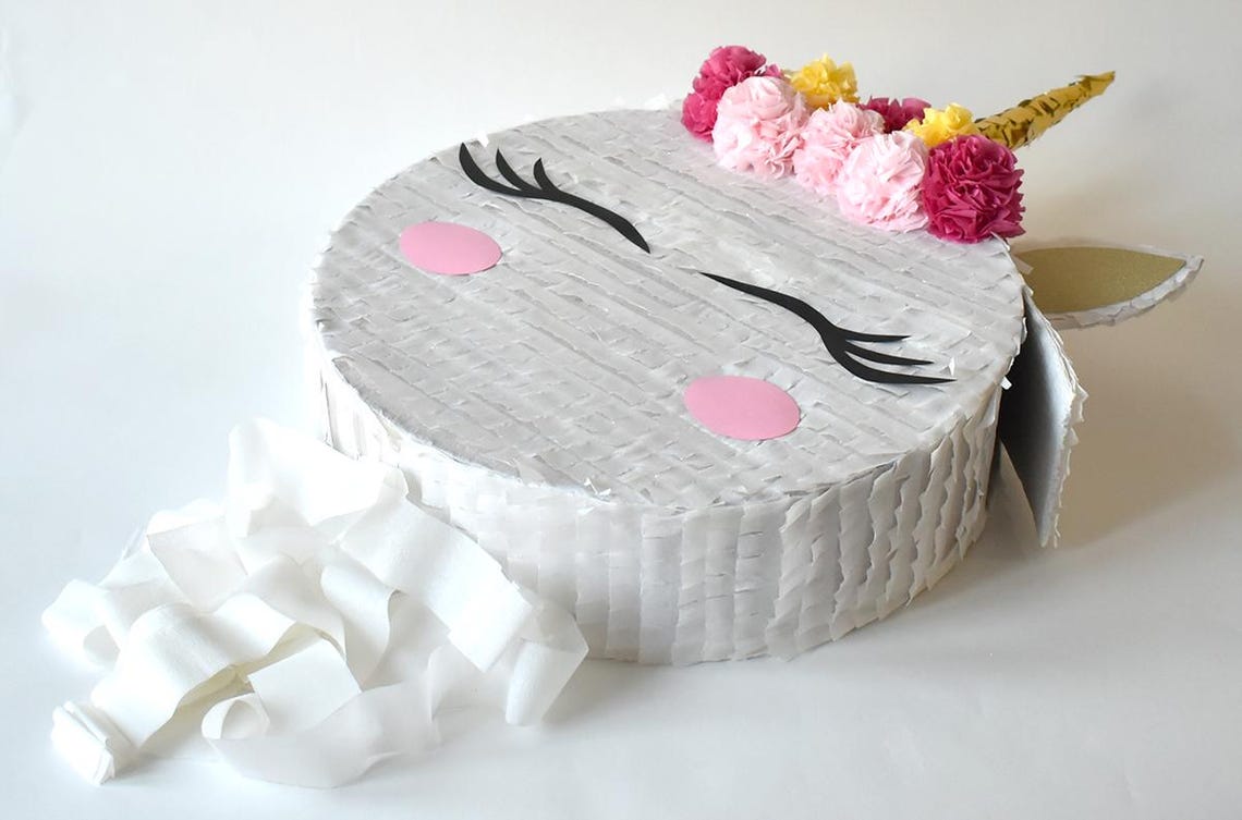 Large Unicorn Pinata With Flowers: Birthday Party Game (23 X 16 X 4 ...
