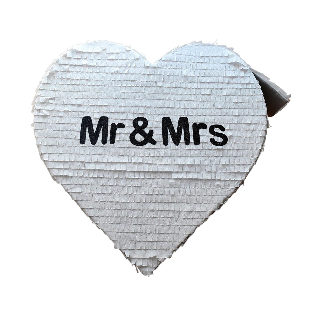 Mr & Mrs Wedding Heart Pinata, Large White Heart Pinata 23 X 16 X 4 ...