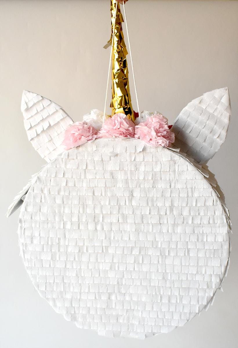 Large Unicorn Pinata With Flowers: Birthday Party Game (23 X 16 X 4 ...
