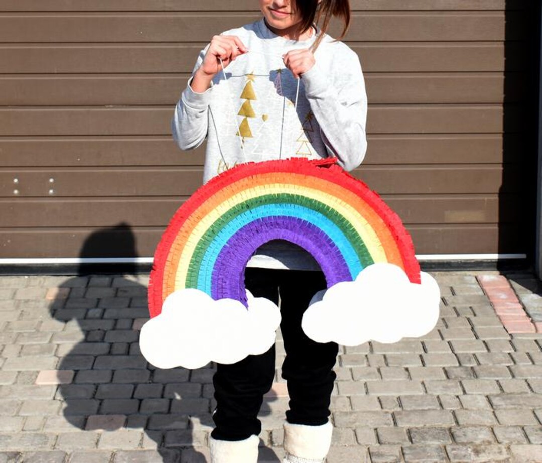 Rainbow With Cloud Pinata 23 X 16 X 4 Inch, Rainbow Whack String Pinata ...
