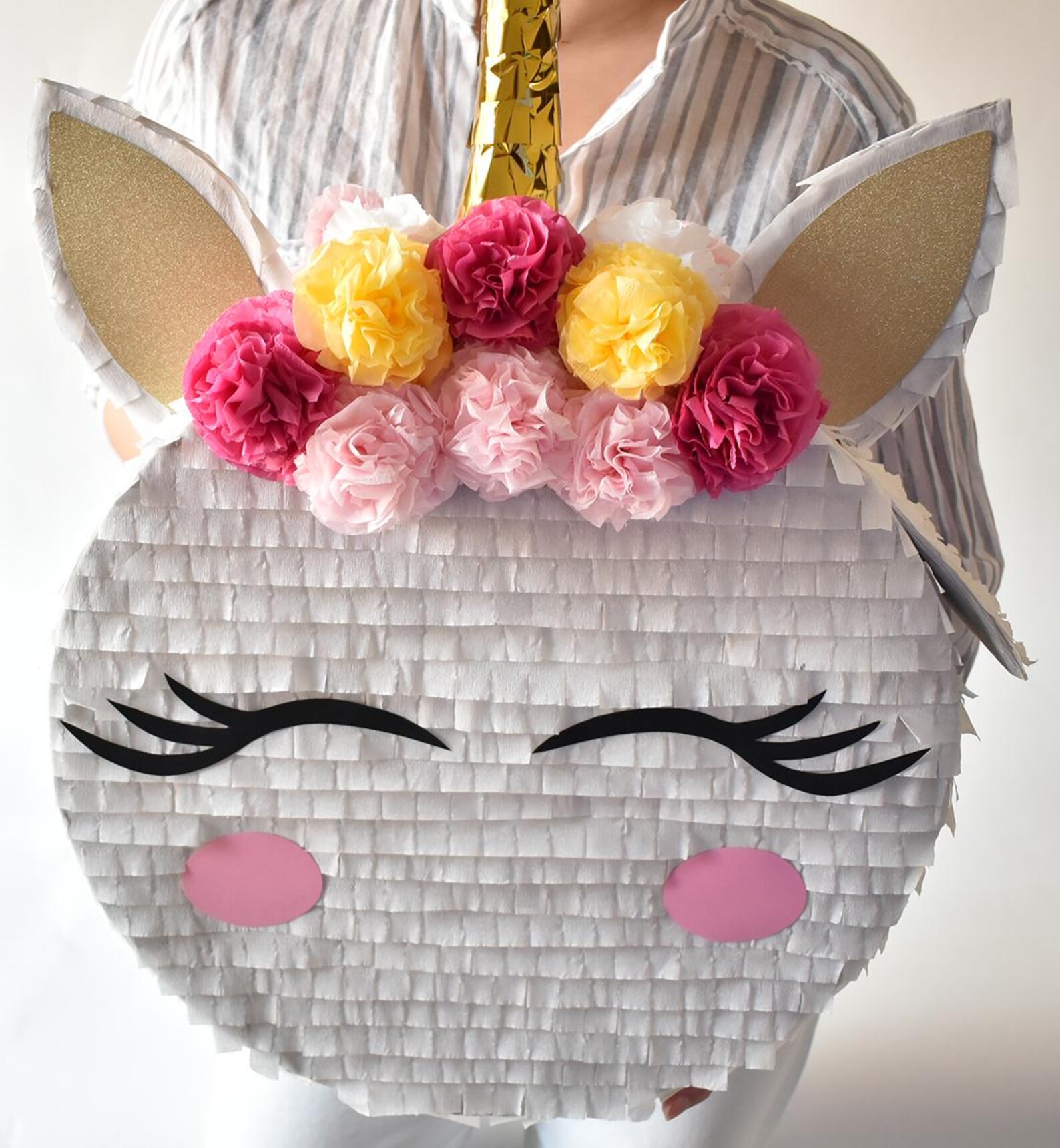 Large Unicorn Pinata With Flowers: Birthday Party Game (23 X 16 X 4 ...