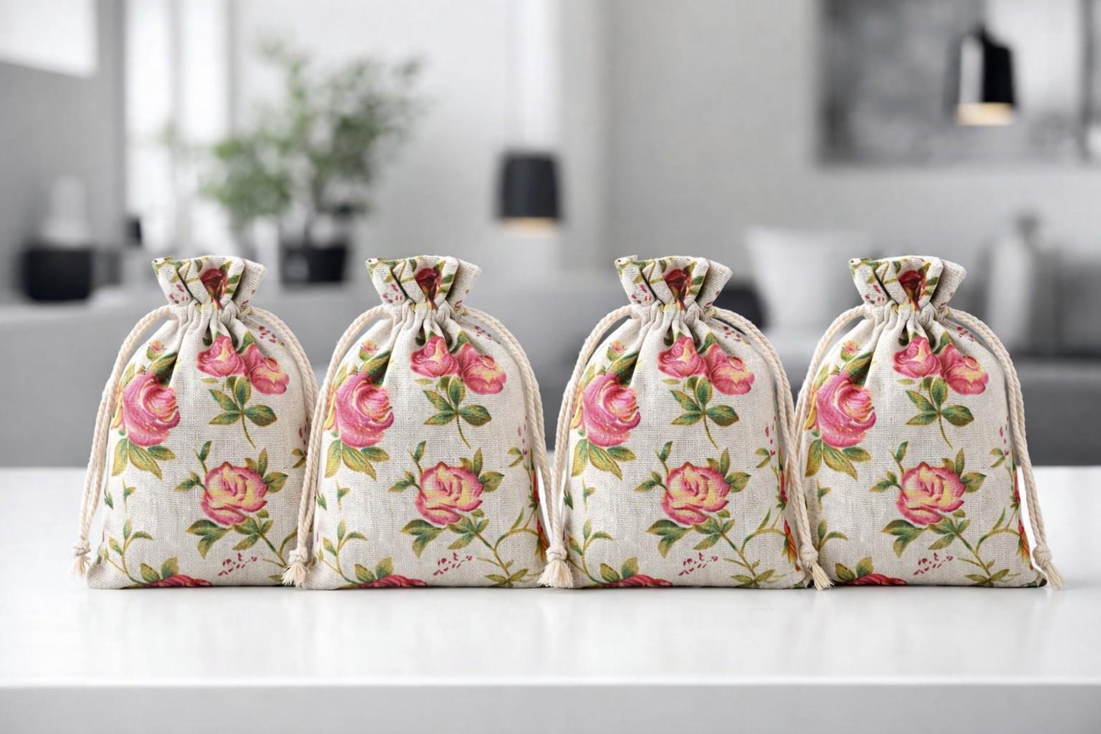 Rose Linen Drawstring Bags, Wedding Favor Pouches, Set of 30 - Etsy