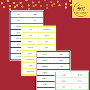 Japanese Romaji Learning Flashcards • 80 Words in 10 Lexical Sets • for ...