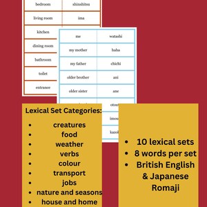Japanese Romaji Learning Flashcards • 80 Words in 10 Lexical Sets • for ...