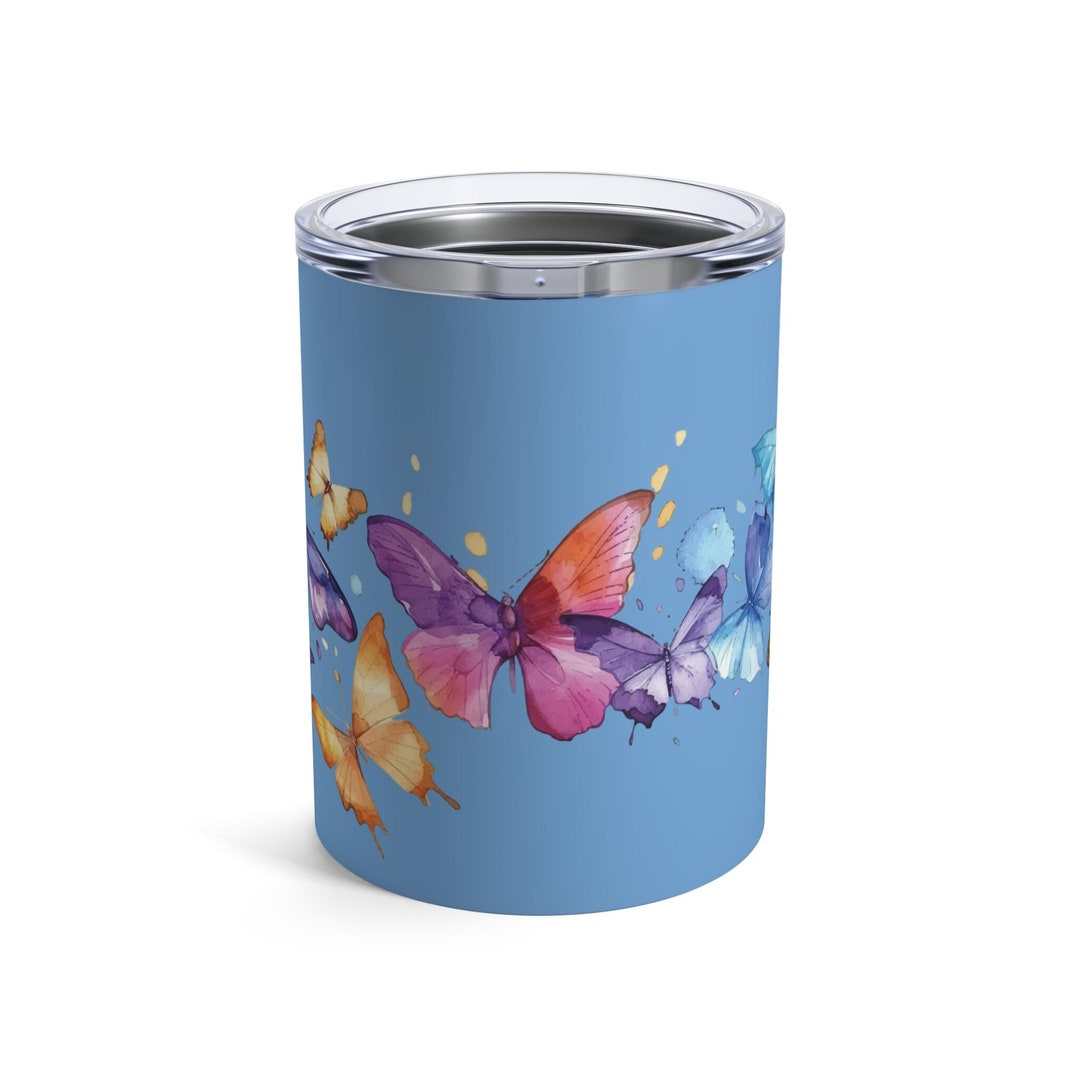 Butterfly Tumbler, Colorful Butterfly Drinkware, Vibrant Butterfly Mug ...
