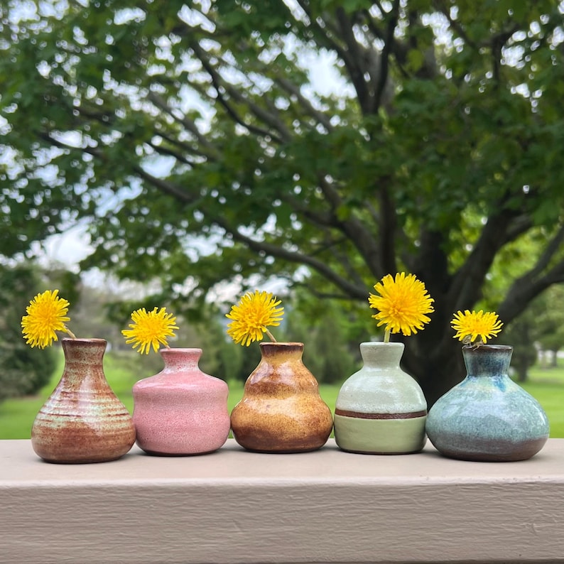 Mini Pottery Vase, Handmade Wheel-thrown Tiny Ceramic Vase, Single Stem ...
