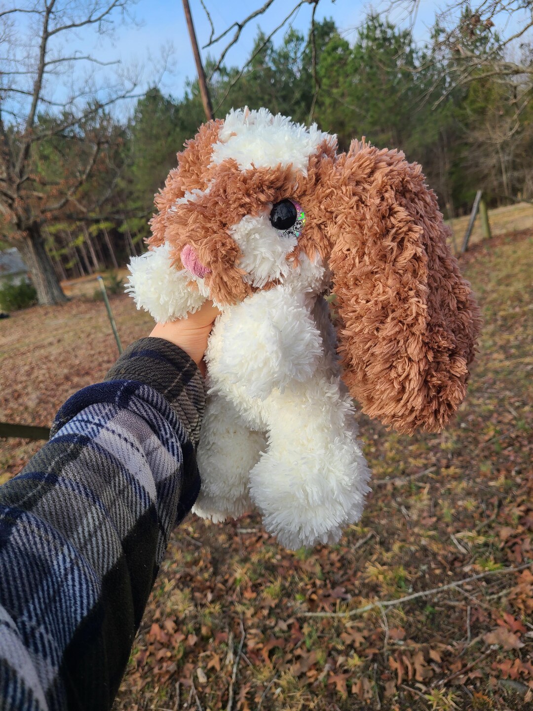 Bunny, READY TO SHIP, Stuffed Animal, Fluffy, Brown and White, Cute ...
