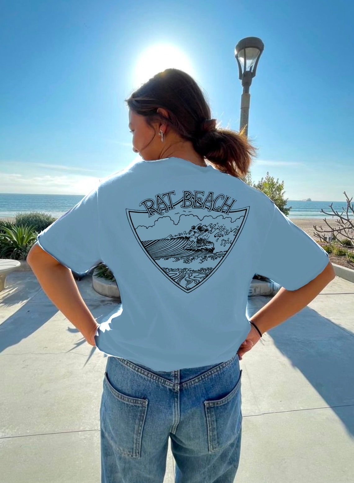 Rat Beach Surfing Rat Tee - Light Blue - Etsy