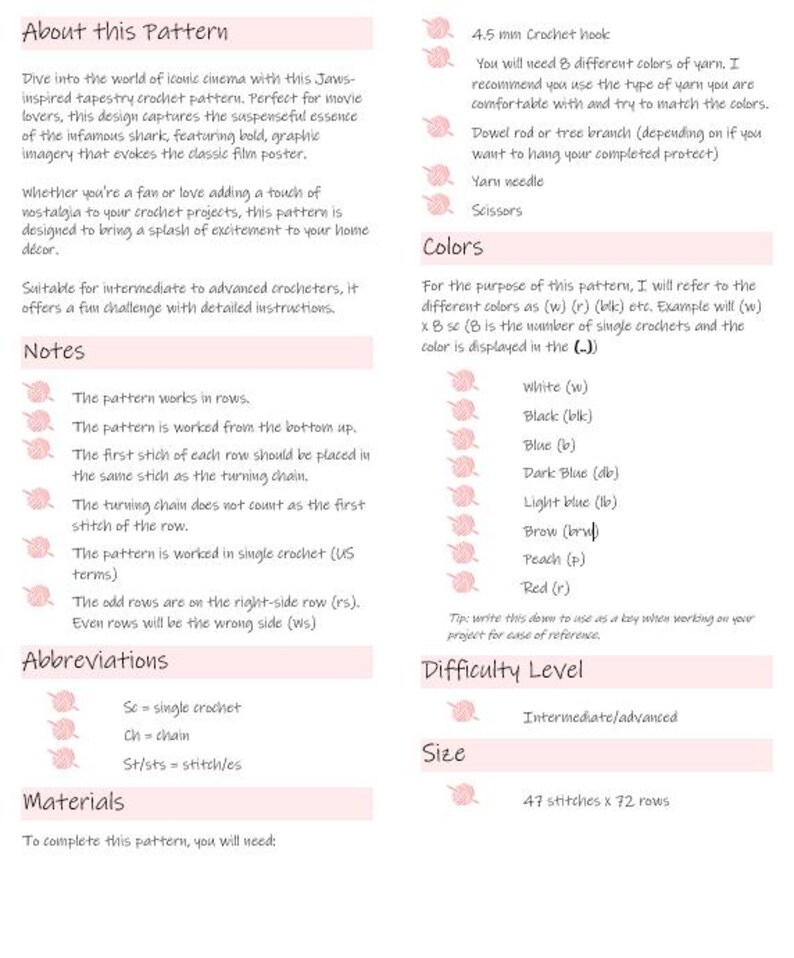 Jaws Crochet Tapestry Pattern - Etsy