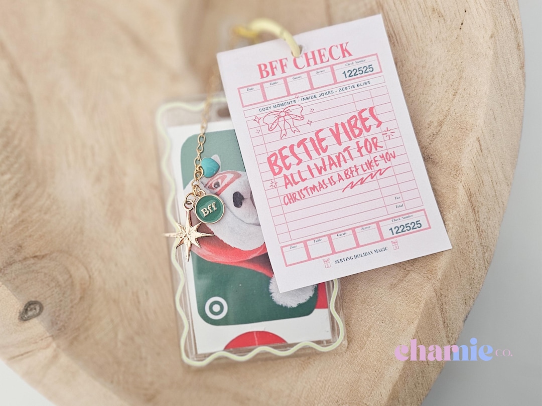 Bestie Vibes Printable Christmas Gift Tag | Retro Diner Guest Check ...