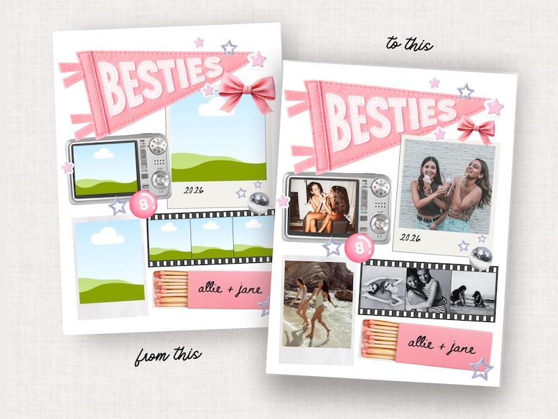 Bestie Gift Picture Collage Template | Editable Art Print | DIY Canva ...