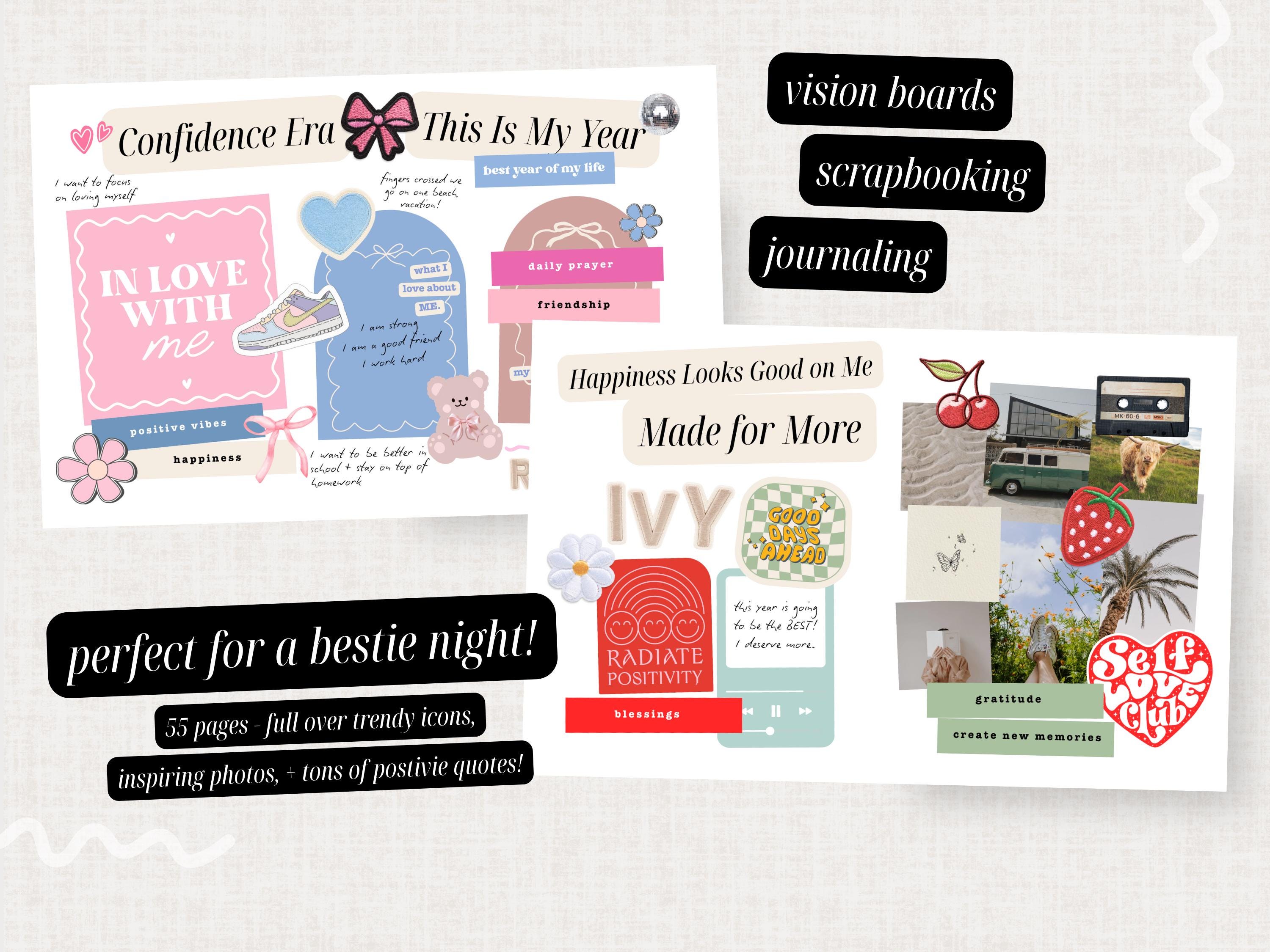 Vision Board & JUNK JOURNAL Scrapbook Kit – 55 Printable Pages for ...