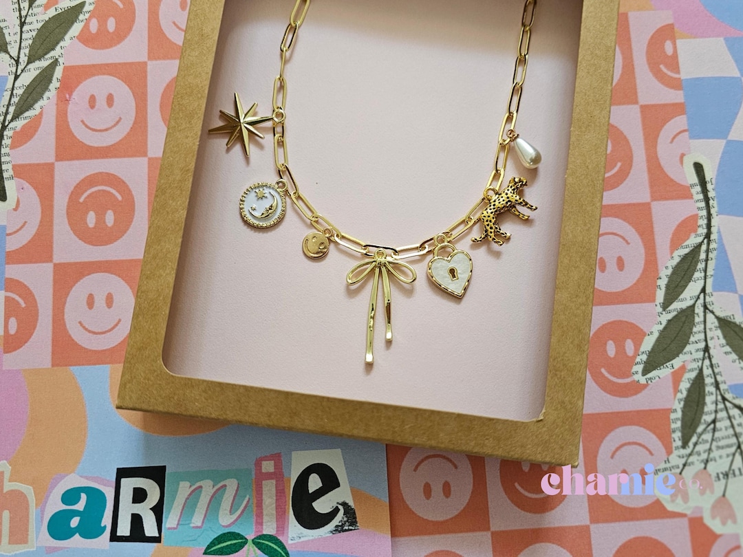 Custom Charm Necklace for Teen Girls | Gold Paperclip Chain ...