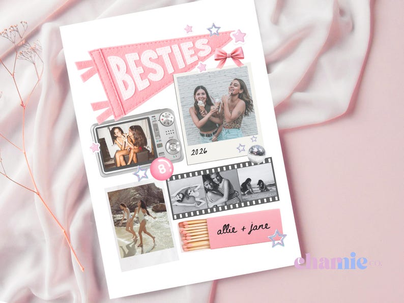 Bestie Gift Picture Collage Template | Editable Art Print | DIY Canva ...
