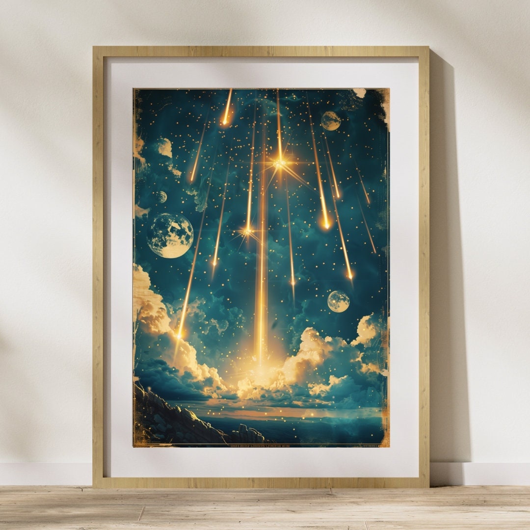 Meteor Shower Apocalypse Poster Print, Astronomy Print, Vintage Poster ...