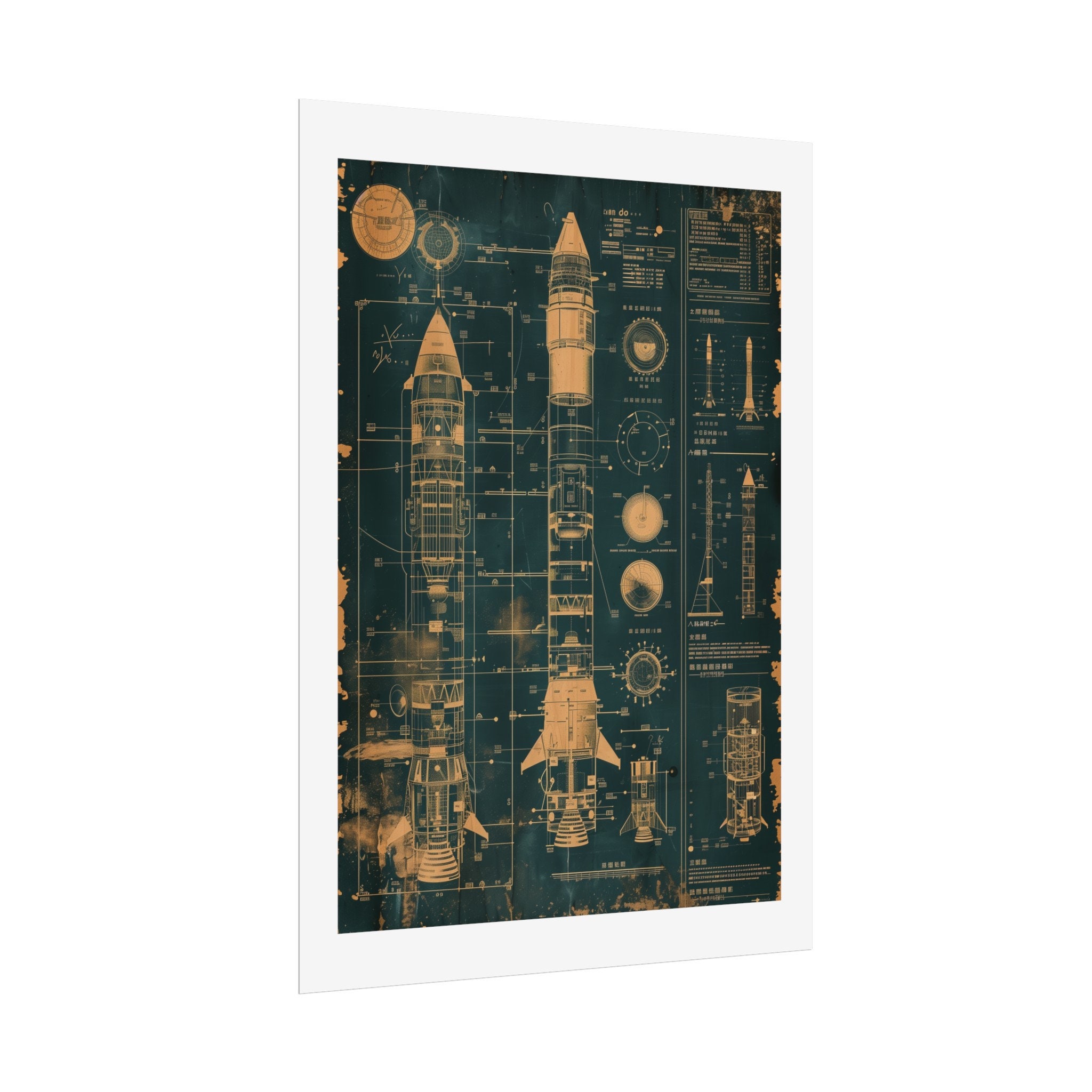 Technical Rocket Poster Print, Infographic, Astronomy Print, Vintage ...