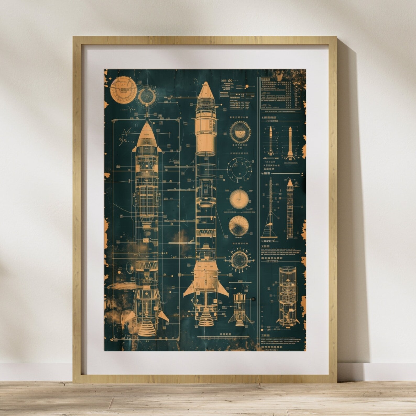 Technical Rocket Poster Print, Infographic, Astronomy Print, Vintage ...
