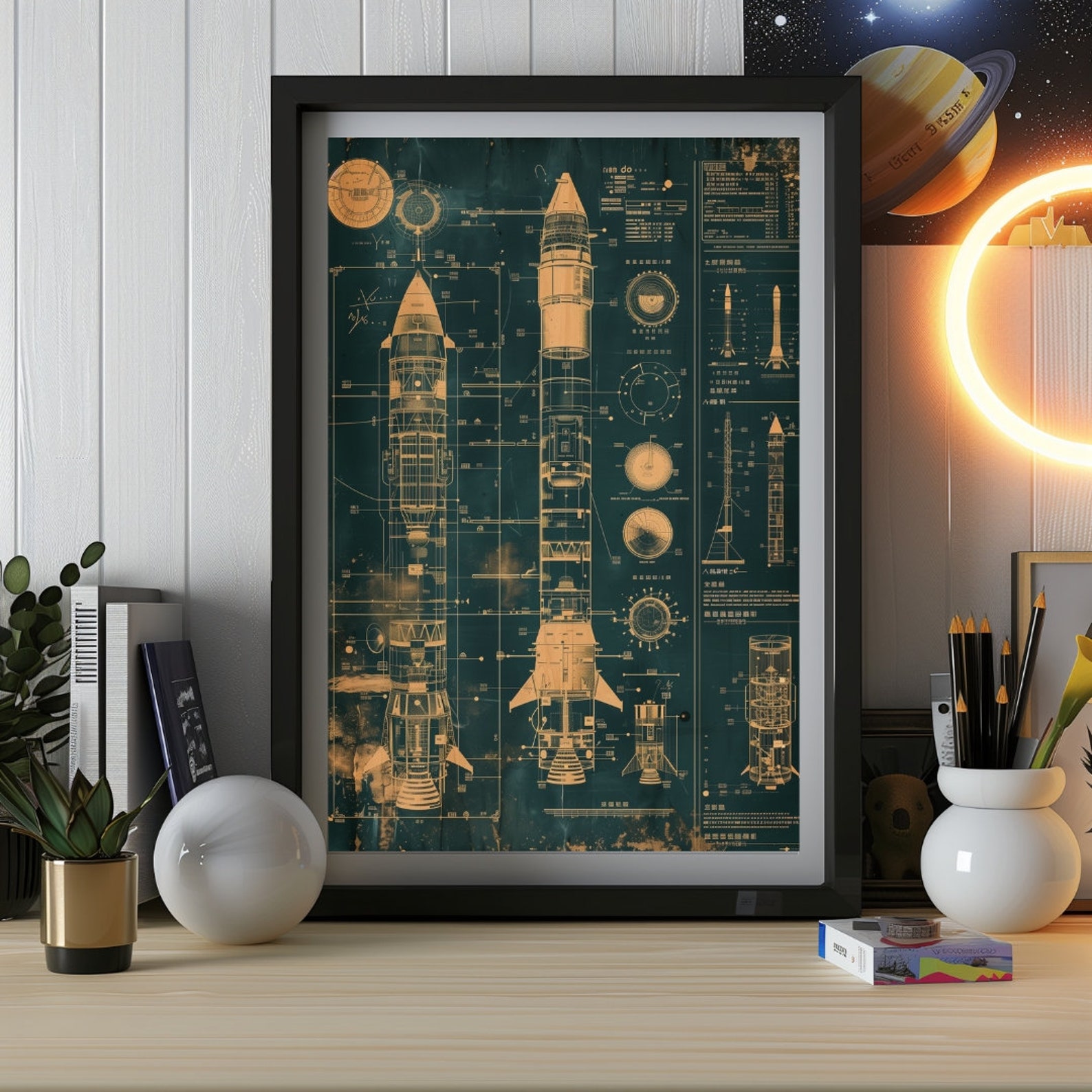 Technical Rocket Poster Print, Infographic, Astronomy Print, Vintage ...