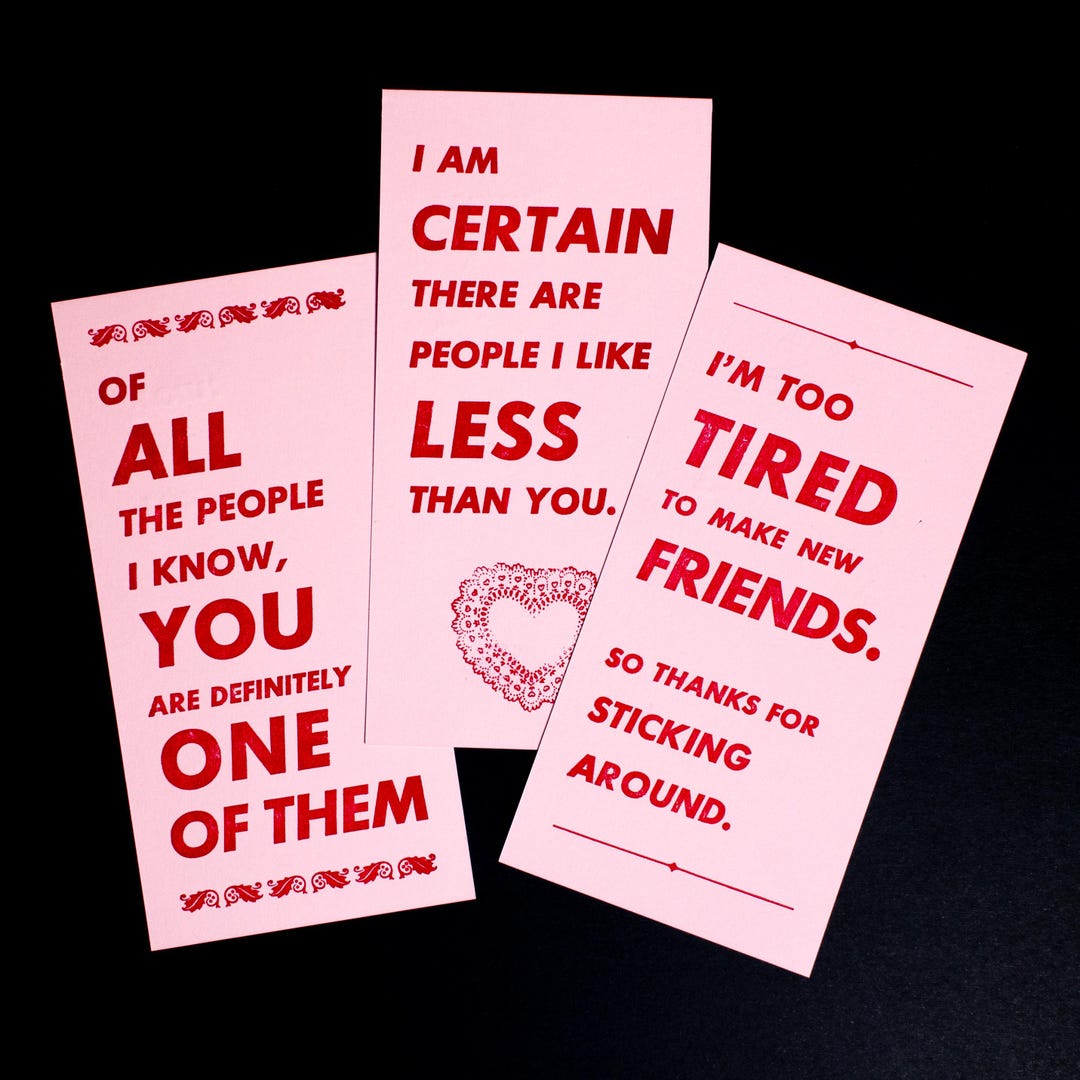 Cynical Valentines (pack of 10) | Hand-printed Letterpress Valentine's ...