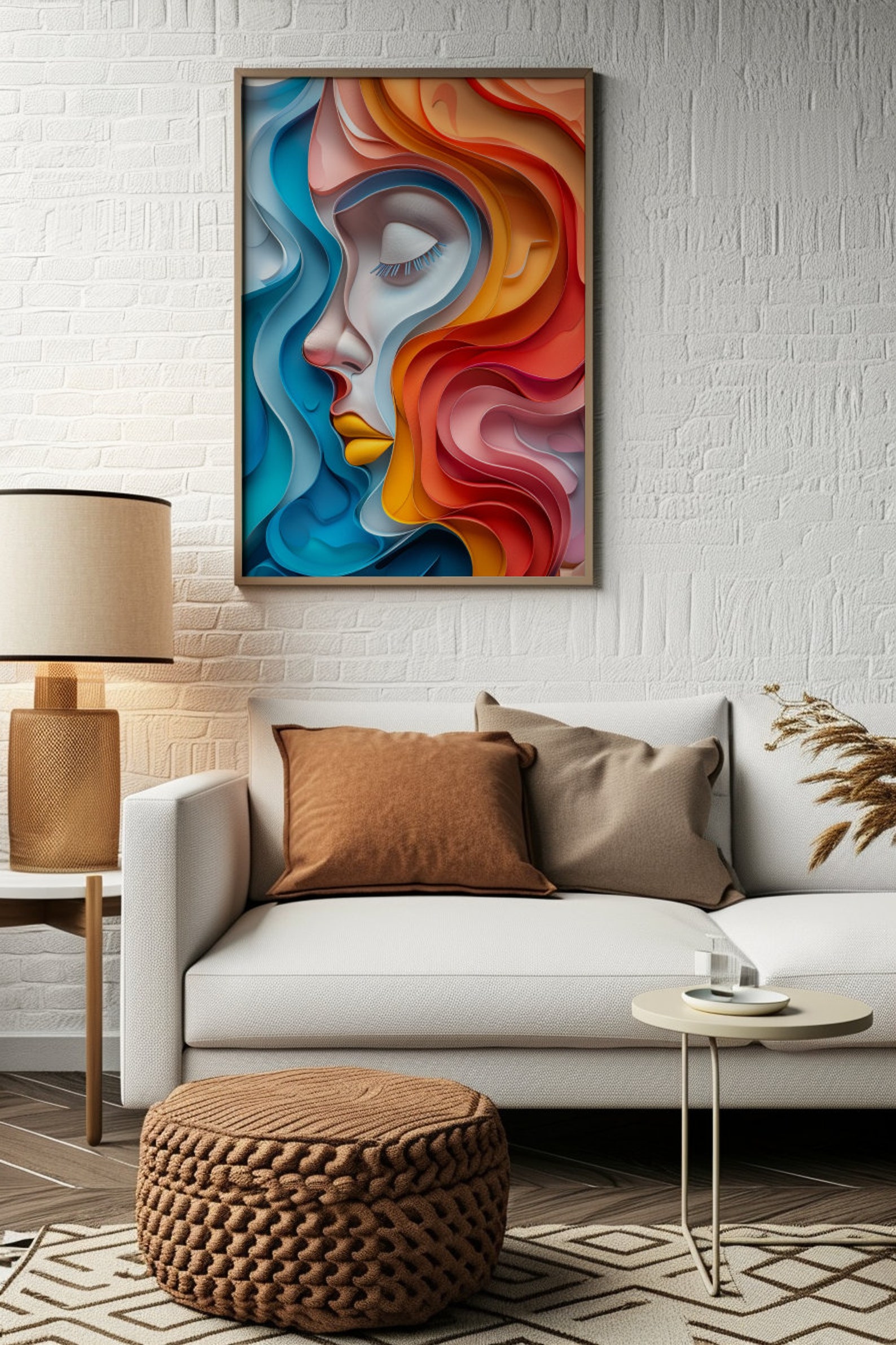 Abstract Face 3D Wall Art Prints Trendy Design - Wall Decor 3D Illusion ...