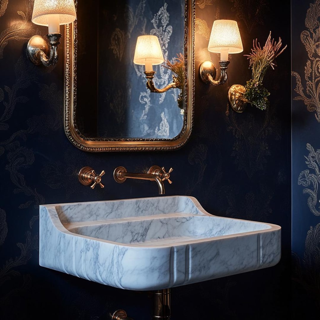 Handcrafted Marble Trough Sink: Wall-mounted Stone Vessel - Etsy