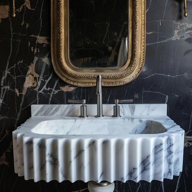 Carrara White Marble Drawer, Custom Order, Hand Carved, Powder Room ...