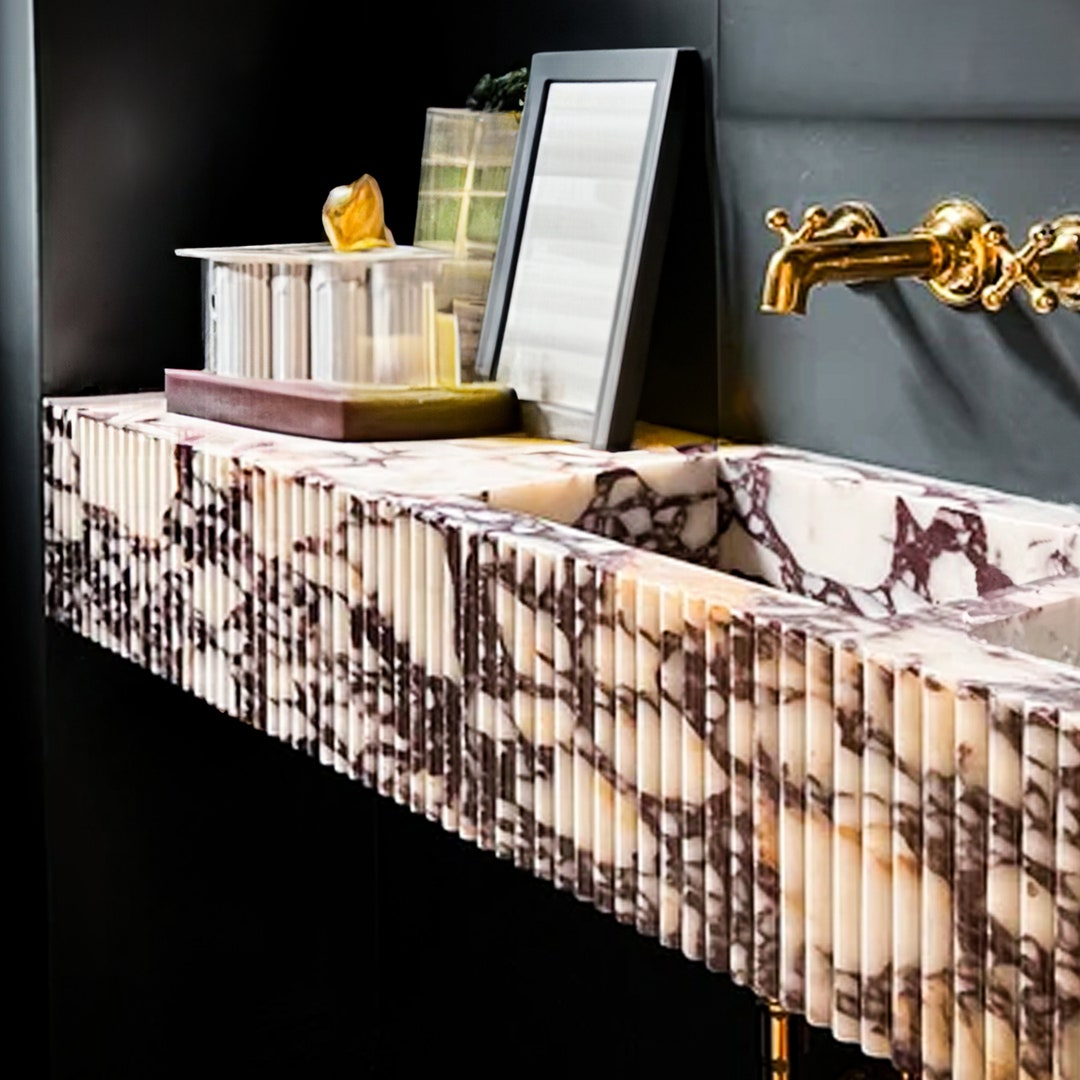 Calacatta Viola Marble Sink: Handcrafted Elegant Bathroom Vanity (36 ...