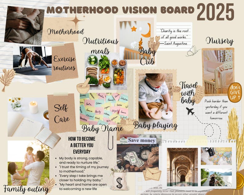 Motherhood Vision Board 2025 Template Printable & Editable | Canva ...