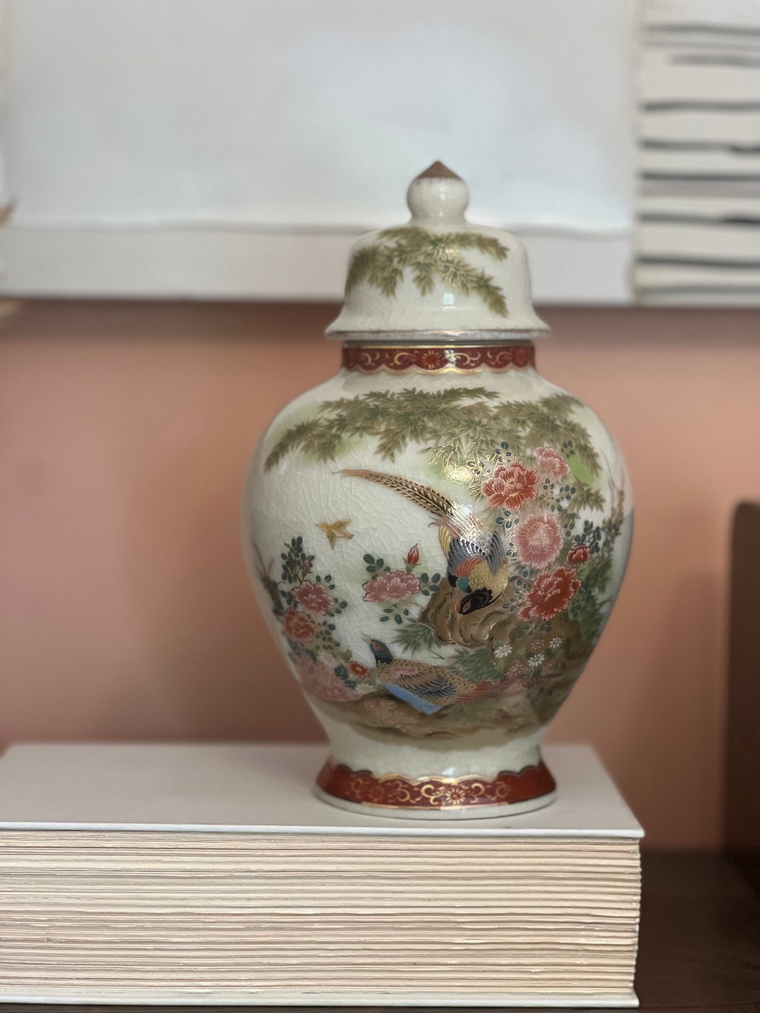 Vintage Japanese Ginger Jar With Pheasant Birds and Gold Details - Etsy