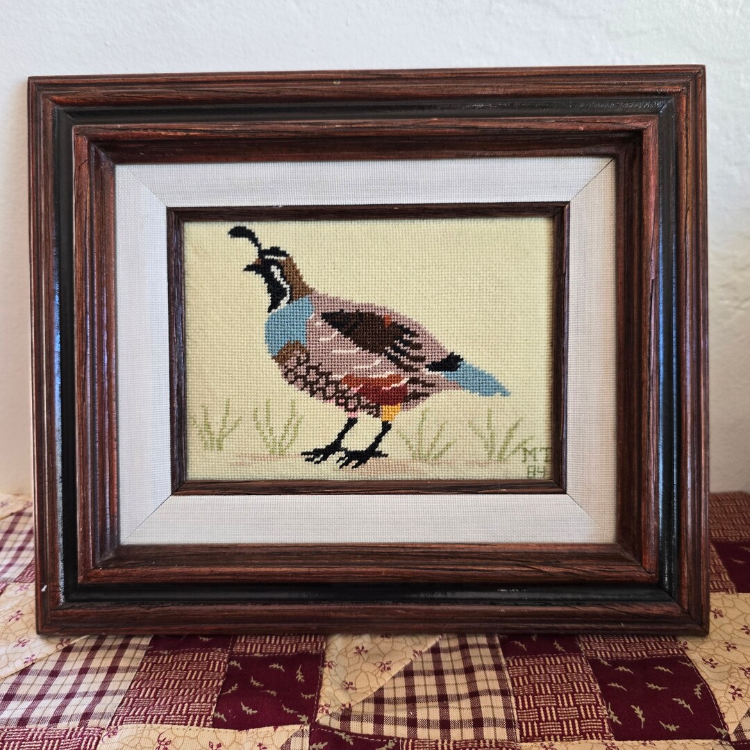 1980s Signed Framed Quail Needlepoint Wall Hanging - Etsy