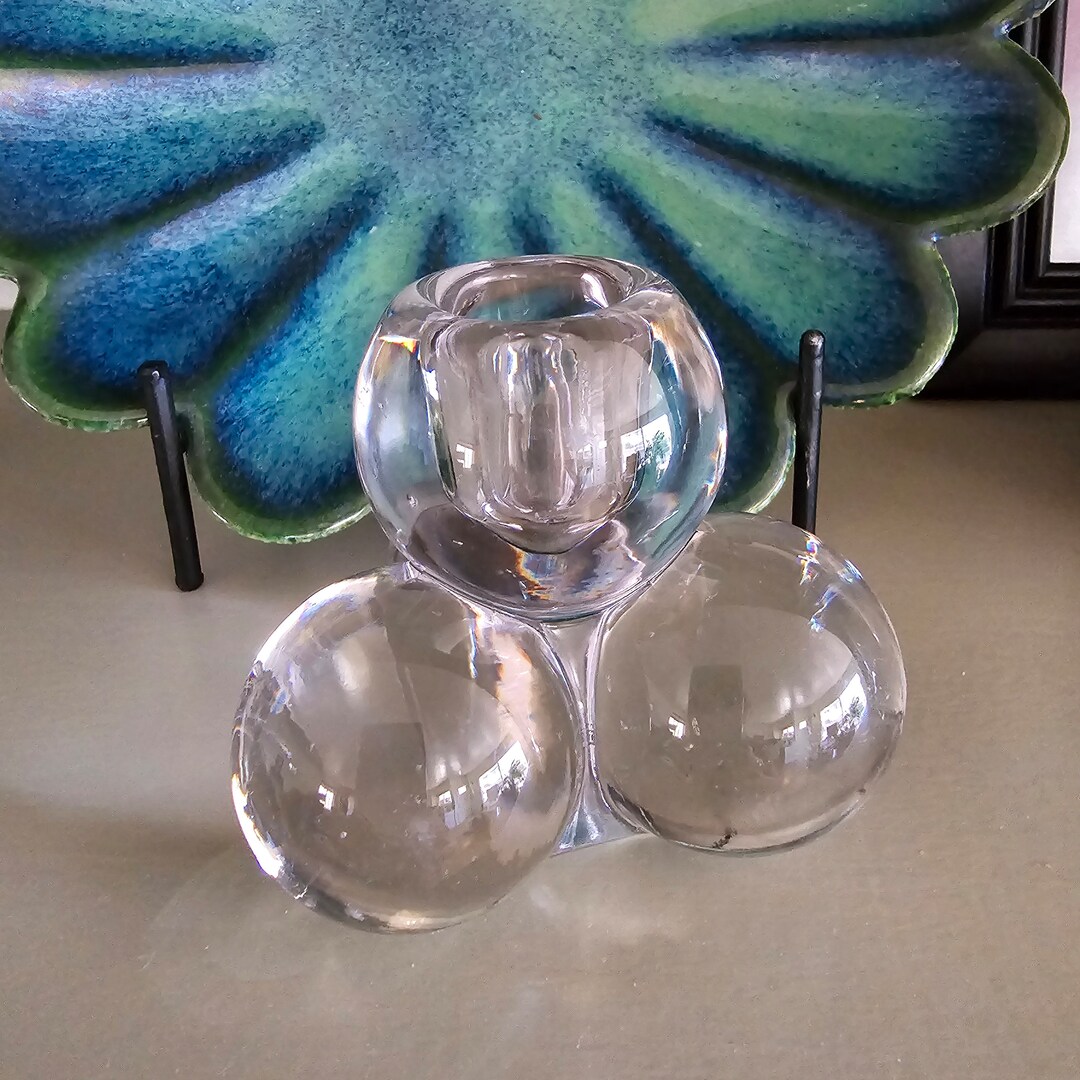 Mid-century Modern Glass Stacked Ball Candlestick - Etsy