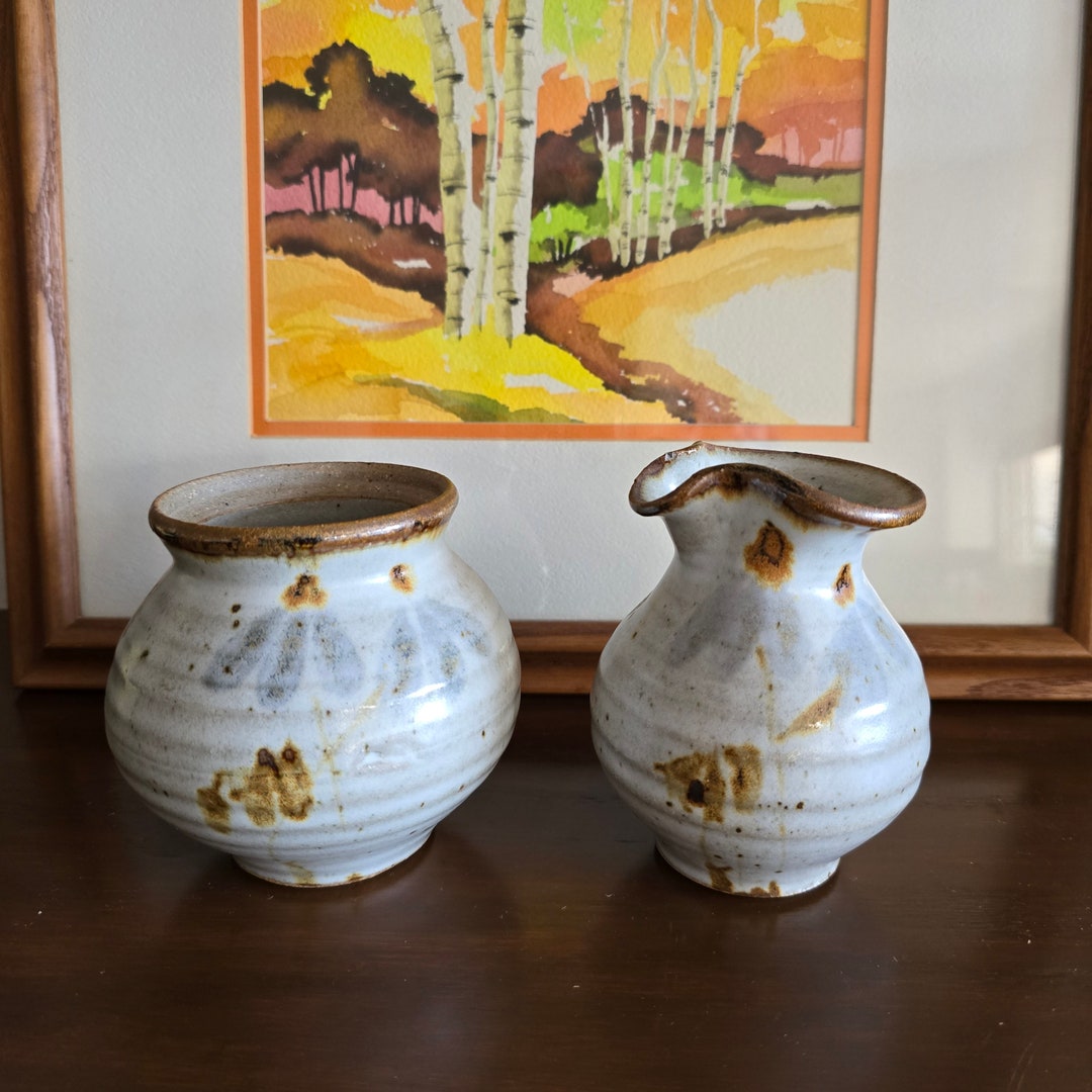 Vintage Signed Pottery Set - Etsy