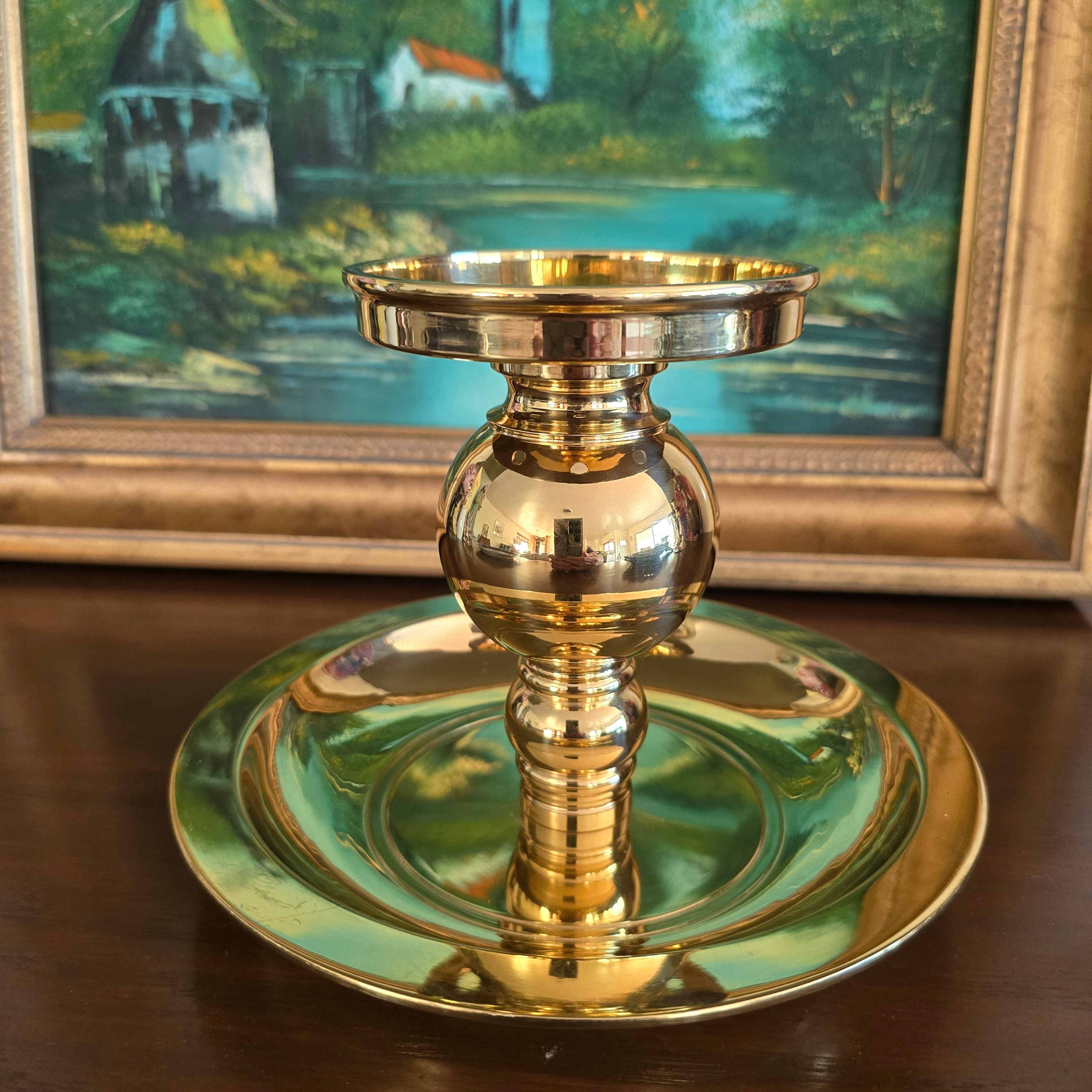 Partylite Tuscany Brass Pillar Candle Holder - Etsy