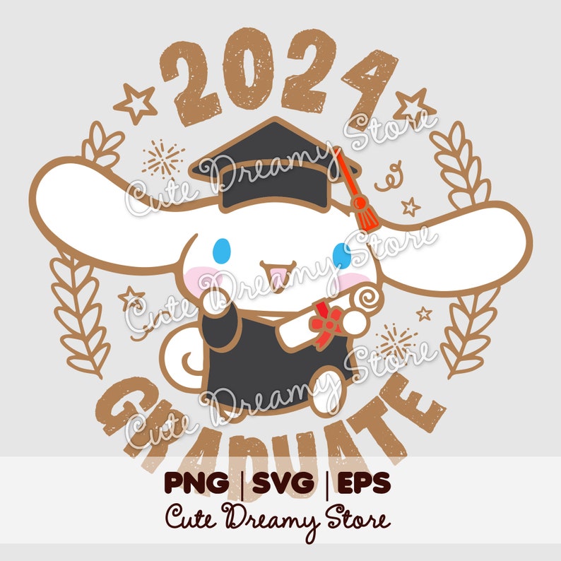 Cinnamon Graduation PNG EPS SVG Bunny Clipart Cute Bunnny Kawaii Vector ...