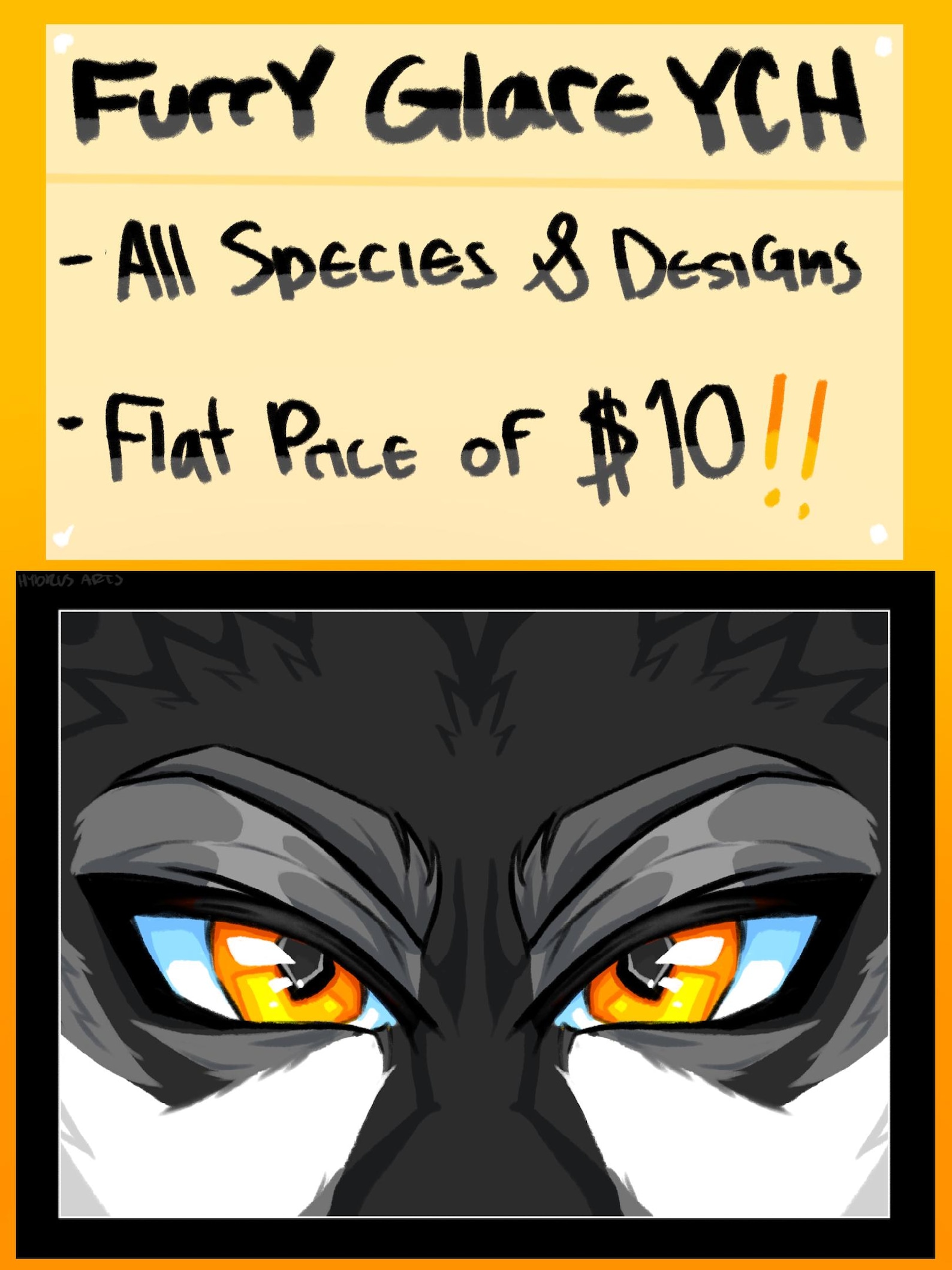 FURRY GLARE YCH! Fursona Eye Banner Character Card Custom Commission ...