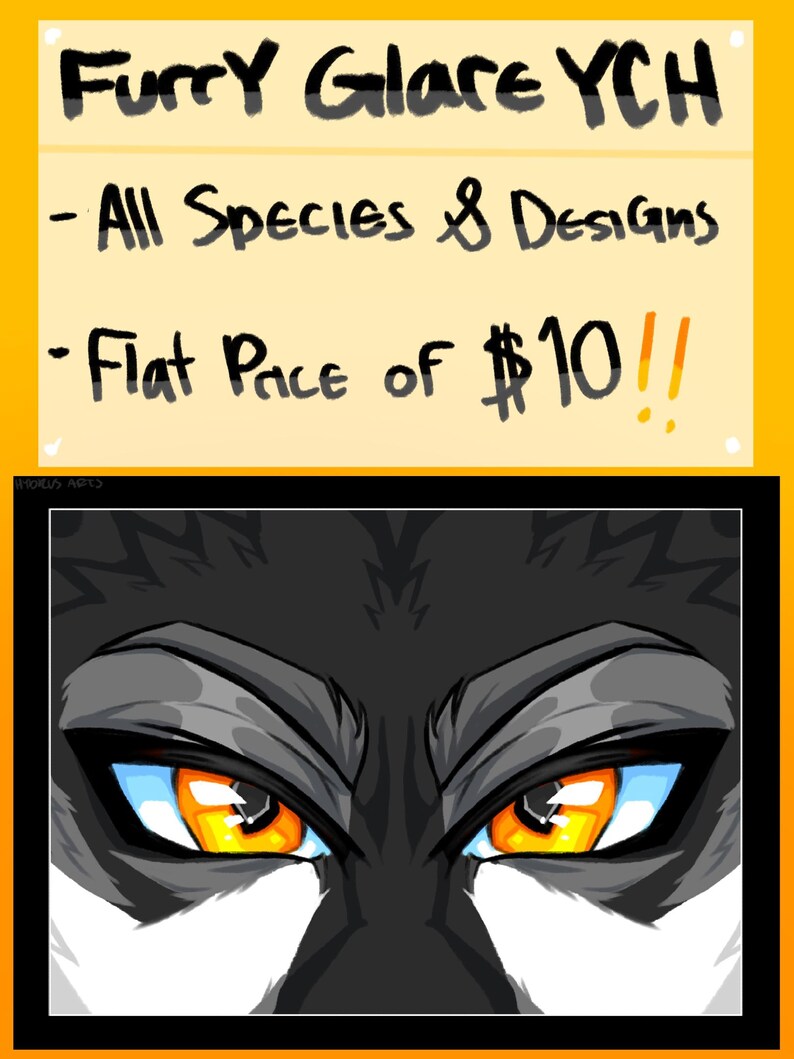 FURRY GLARE YCH! Fursona Eye Banner Character Card Custom Commission ...