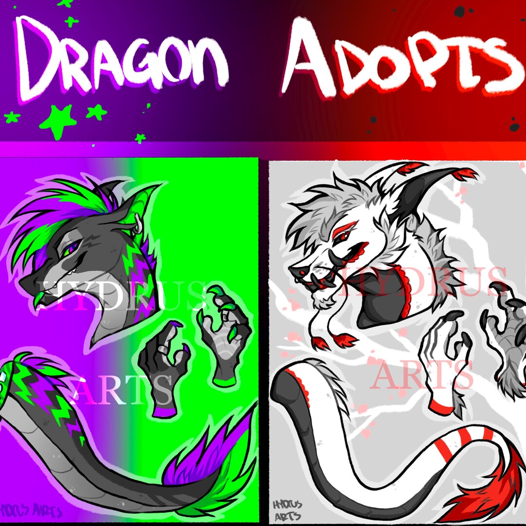DRAGON ADOPTS! Eastern Dragon Furry, Neon Punk Dragon Fursona - Etsy
