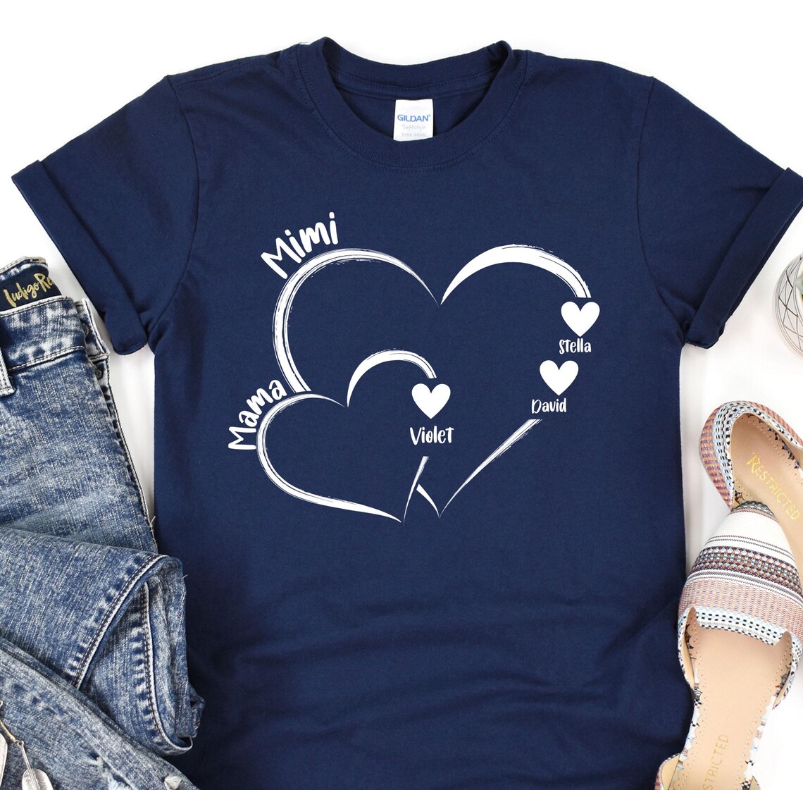 Custom Mimi Shirt With Kid Names, Mothers Day Gift, Personalized Heart ...