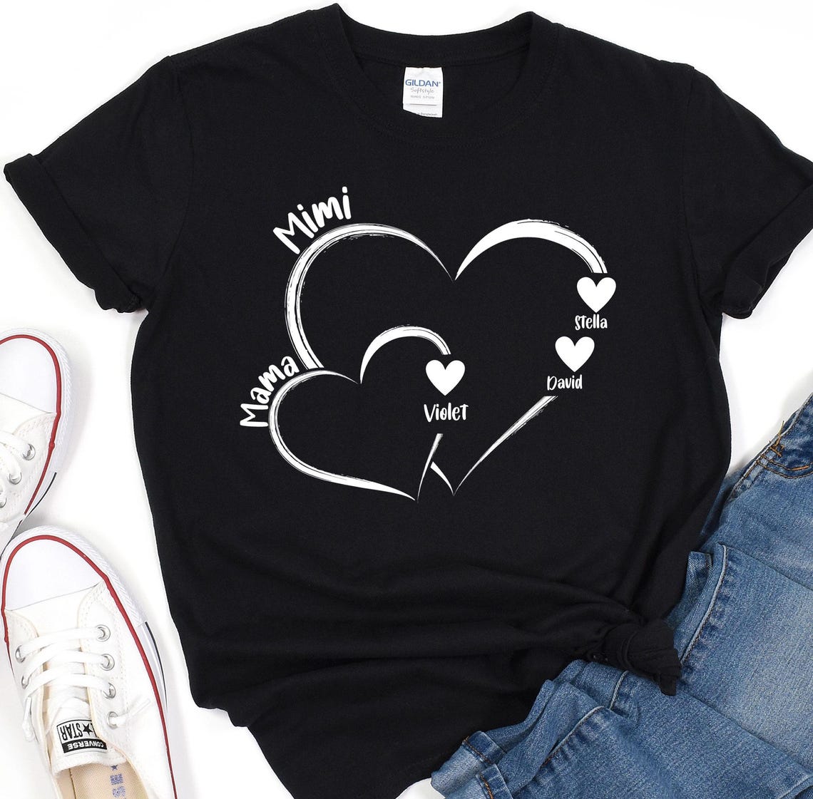 Custom Mimi Shirt With Kid Names, Mothers Day Gift, Personalized Heart ...