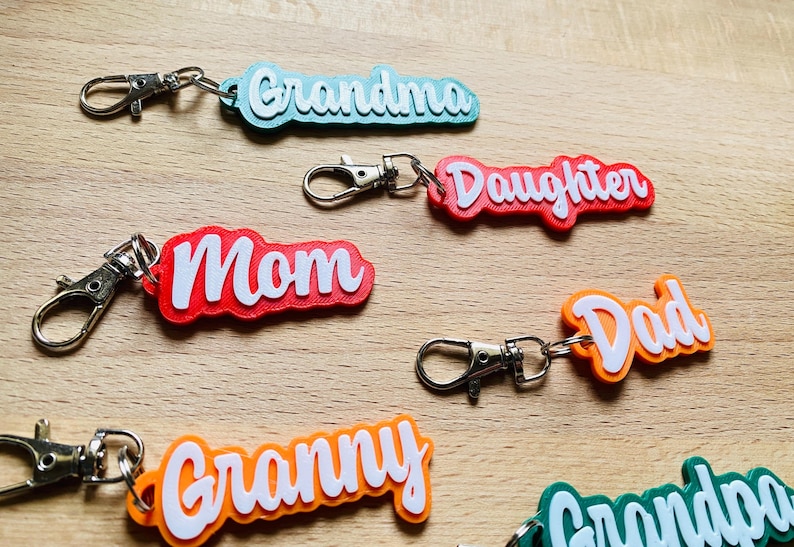 Mom | Dad | Daughter | Aunt | Grandma | Grandpa | 3D Printed Keychains ...