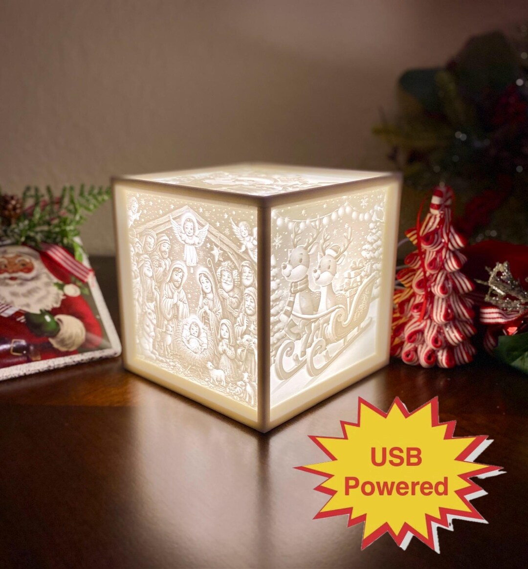 Christmas Decoration Light Lamp Box - USB Powered or With Tea Light ...
