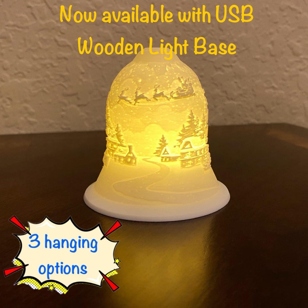 Christmas Decoration Bell Lithophane Ornament + 3 Hanging Options - 3D ...
