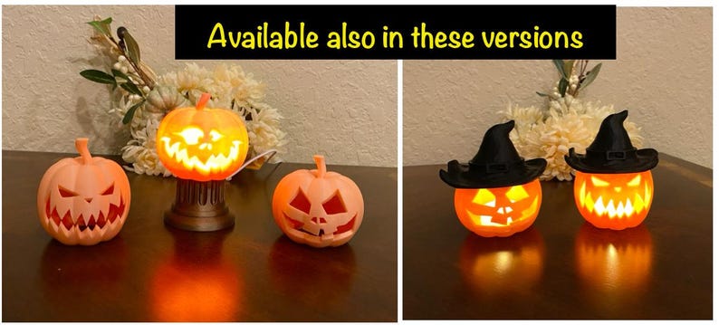 Set of 3 Halloween Pumpkins Jack-o-lanterns With Tea Light - 3D Printed ...